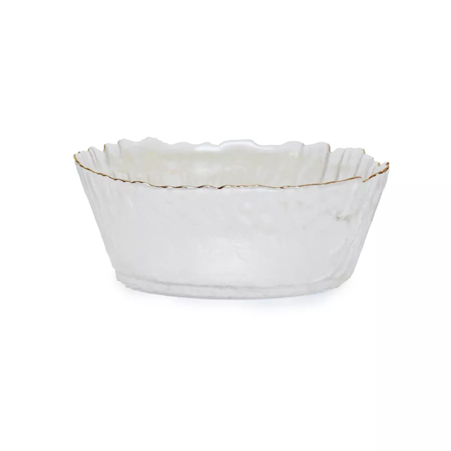 Glass Gold Rim Bowl With Flat Base